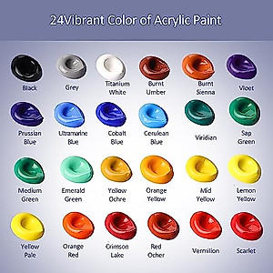Acrylic Paint, 24 Colors Acrylic Paint Set, 2oz/60ml Water-Based Acrylic Paint, Waterproof Permanent Acrylic Art Supplies for Kids, Beginners, and Adults Painting on Wall, Wood, Rock (24 Colors)