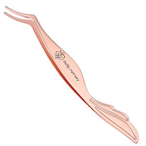 Pretty memory Eyelash Applicator Tool DIY Cluster Lash Tweezers Curved Eyelash Tweezers for Easy Lash Application and Removal, Rose Gold