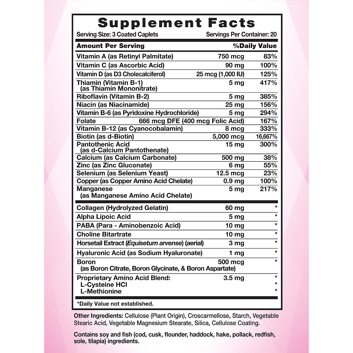 Hair Skin and Nails Vitamins | 60 Caplets | with Biotin and Collagen | Non-GMO and Gluten Free Supplement for Women and Men | by Nature's Truth