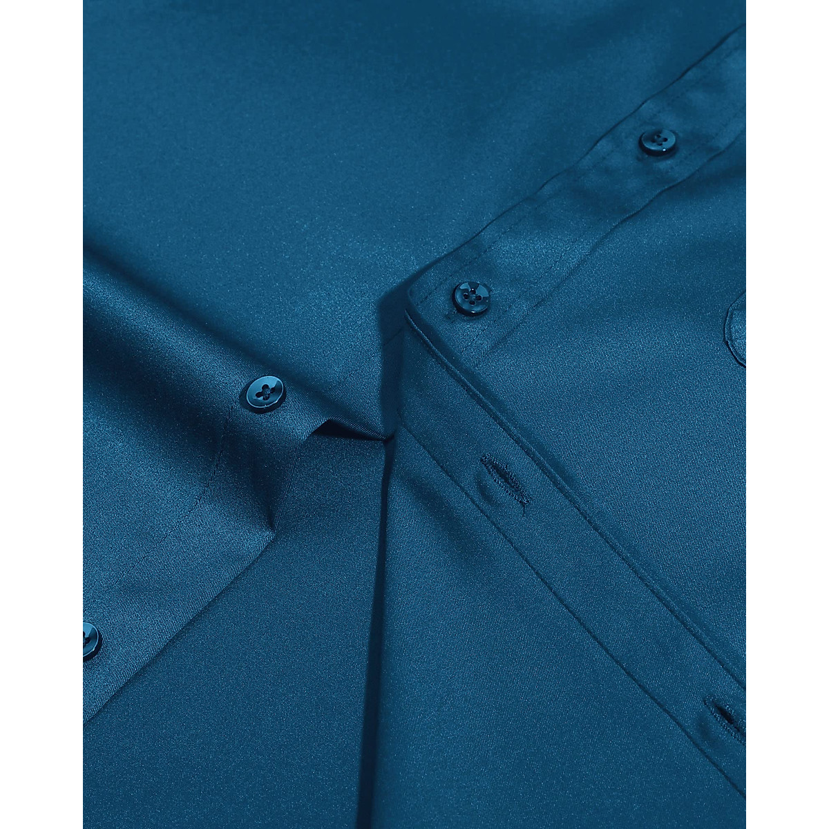 Alimens & Gentle Mens Short Sleeve Dress Shirts Casual Button Down Shirt Short Sleeve Button Up Shirt Azure Blue Large