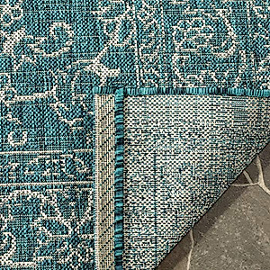 Safavieh Courtyard Collection CY8680 Indoor/ Outdoor Non-Shedding Stain Resistant Patio Backyard Area Rug, 4' x 5'7", Turquoise