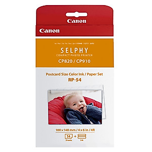 Canon RP-54 Color Ink/Paper Set, Compatible with SELPHY CP910/CP1200/CP1300