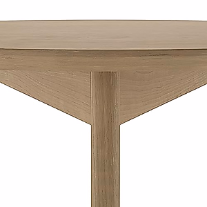 DAIVA CASA Orion Light 31 inch 3 Legs Round Table for 3 Person - Birch Solid Wood Kitchen & Dining Room Furniture - Mid Century Modern Scandinavian Style – Brown Table for Small Space