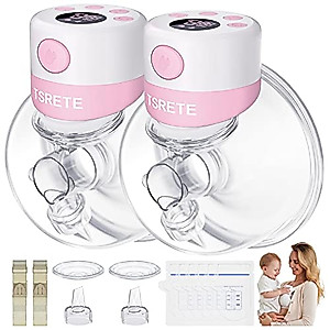 Breast Pump,Double Wearable Breast Pump,Electric Hands Free Breast Pumps with 2 Modes,9 Levels,LCD Display,Memory Function Rechargeable Double Milk Extractor with Massage and Pumping Mode-24mm Flange