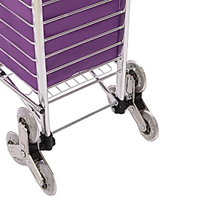 Vintoro 35L Multifunctional Cart Basket with Wheel, Portable Rolling Utility Cart, Compact Lightweight Collapsible Upgraded Shopping Cart, for Loading Vegetable Food Water Oil Beverage,Silver+Purple