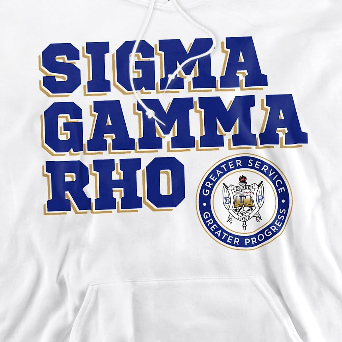 Sigma Gamma Rho Sorority Official Block Text Unisex Adult Pull-Over Hoodie,White, Small