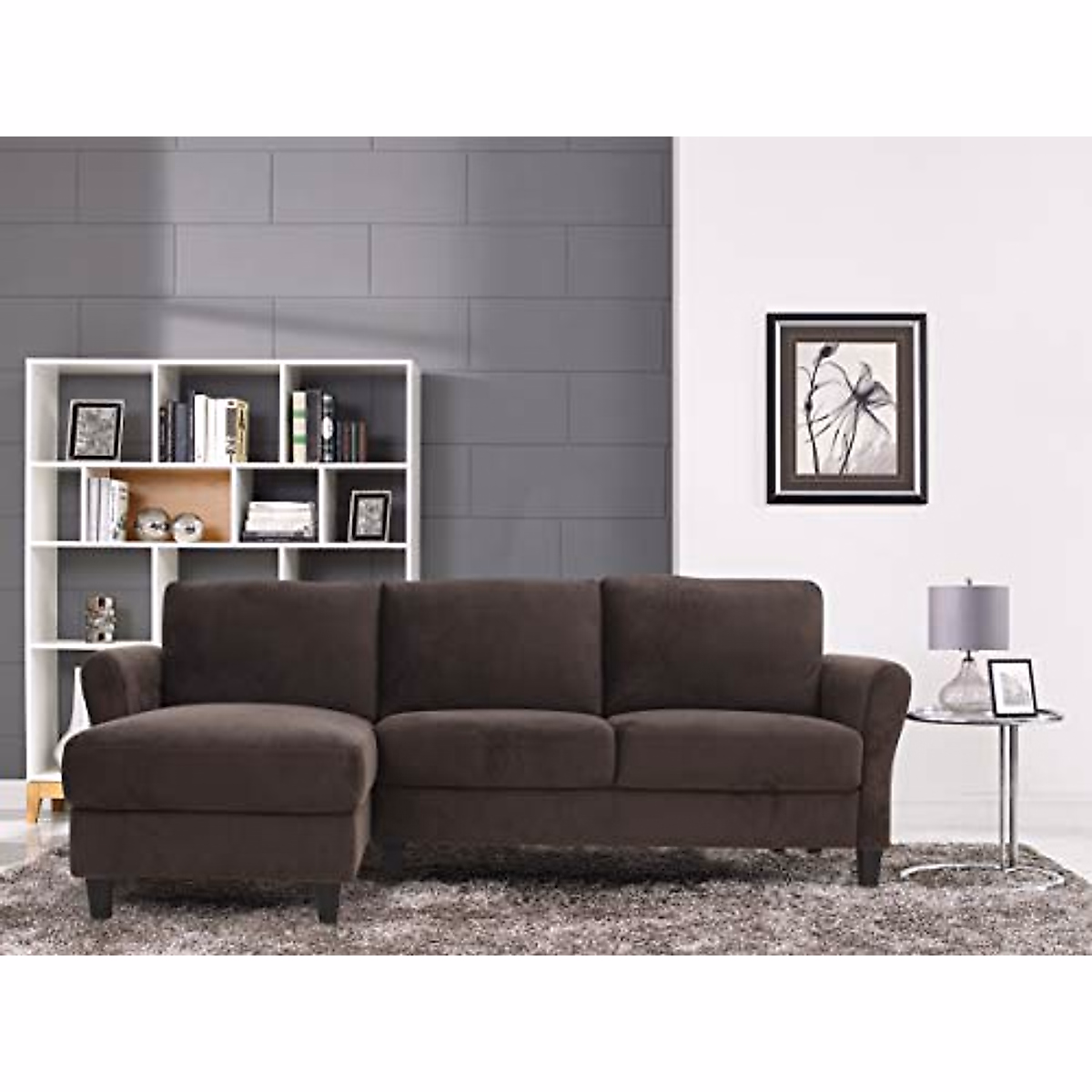 LifeStyle Solutions Rolled arms Sectional Sofa, Coffee