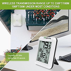 Urageuxy Indoor Outdoor Thermometer Wireless Digital Thermometer with Indoor and Outdoor Temperature Display for Home Room Monitoring