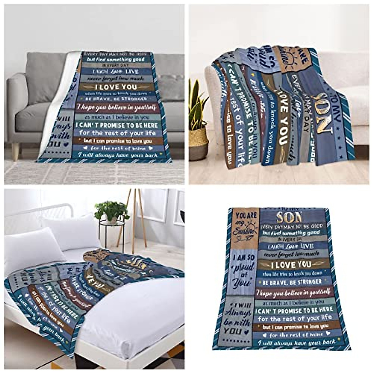 Tsefiwo to My Son Blanket Son Gifts from Mom Gifts for Son from Mom Dad Happy Birthday Gifts for Son Graduation Gifts for Son, Gifts for Father's Day Blanket 60x50 Inch