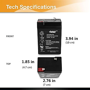 Casil 6 Volt 4 AH Rechargeable SLA AGM Battery for Deer Feeder exit Sign Battery, 6v Battery Power Wheels Battery Replace 6 Volt 4.5 Amp (CA640 (Sealed Lead Acid Battery))