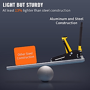 VEVOR 1.5 Ton/3300 LBS Low Profile, Aluminum and Steel Racing Floor Jack with Dual Pistons Quick Lift Pump, Lifting Range 3-3/20"-14-10/27"