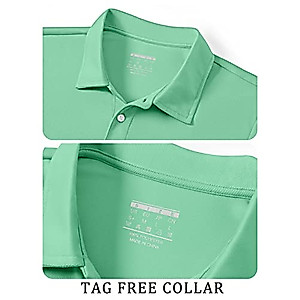TACVASEN Men's Summer Polo Shirts Casual Lightweight Short Sleeve Collared T-Shirt Mint Green M