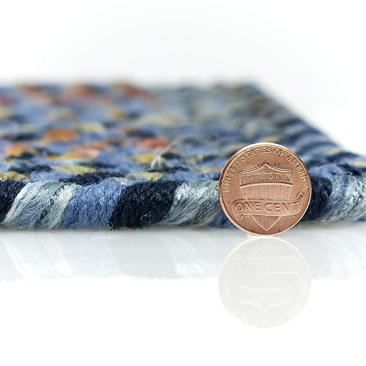 Super Area Rugs Braided Rug Sanford Indoor/Outdoor Braided Carpet for High Traffic Kitchen, Indigo Multi, 4' x 6' Rectangle