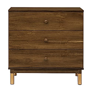 Babyletto Gelato 3-Drawer Changer Dresser with Removable Changing Tray in Natural Walnut and Brushed Gold Feet, Greenguard Gold Certified