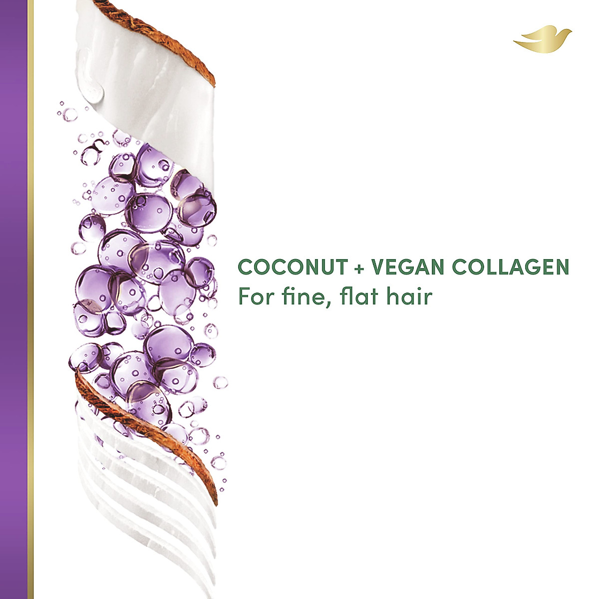 Dove RE+AL Bio-Mimetic Care Shampoo For Fine, Flat Hair Revolumize Sulfate-Free Volumizing Shampoo With Coconut + Vegan Collagen 10 Oz