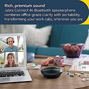 Jabra Connect 4s Portable Speakerphone — Portable Speaker with Bluetooth and USB Connection, Amazing Audio for Music and Crystal-Clear Calls, Perfect for Flexible Working — No Setup Required
