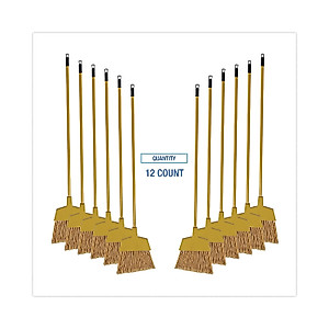 Boardwalk BRMAXIL Corn/Fiber Angled-Head Lobby Brooms, 42-Inch, Yellow, 12/Carton