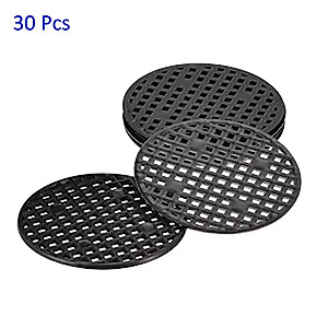 M METERXITY 30 Pack Plant Pot Hole Mesh Pads - Round Rigid Bonsai Flowerpot Drainage Grid Screen Apply to Outdoor/Garden (5.5cm/2 Inch, Black)