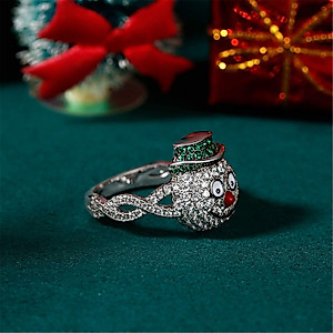 Jeulia "Merry Christmas Snowman Design Sterling Silver Ring Gift for Women & Girls Love Party Jewelry Valentine's Day X-mas Women's Day (7)
