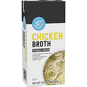 Amazon Brand - Happy Belly Reduced Sodium Chicken Broth, 2 pound (Pack of 1)