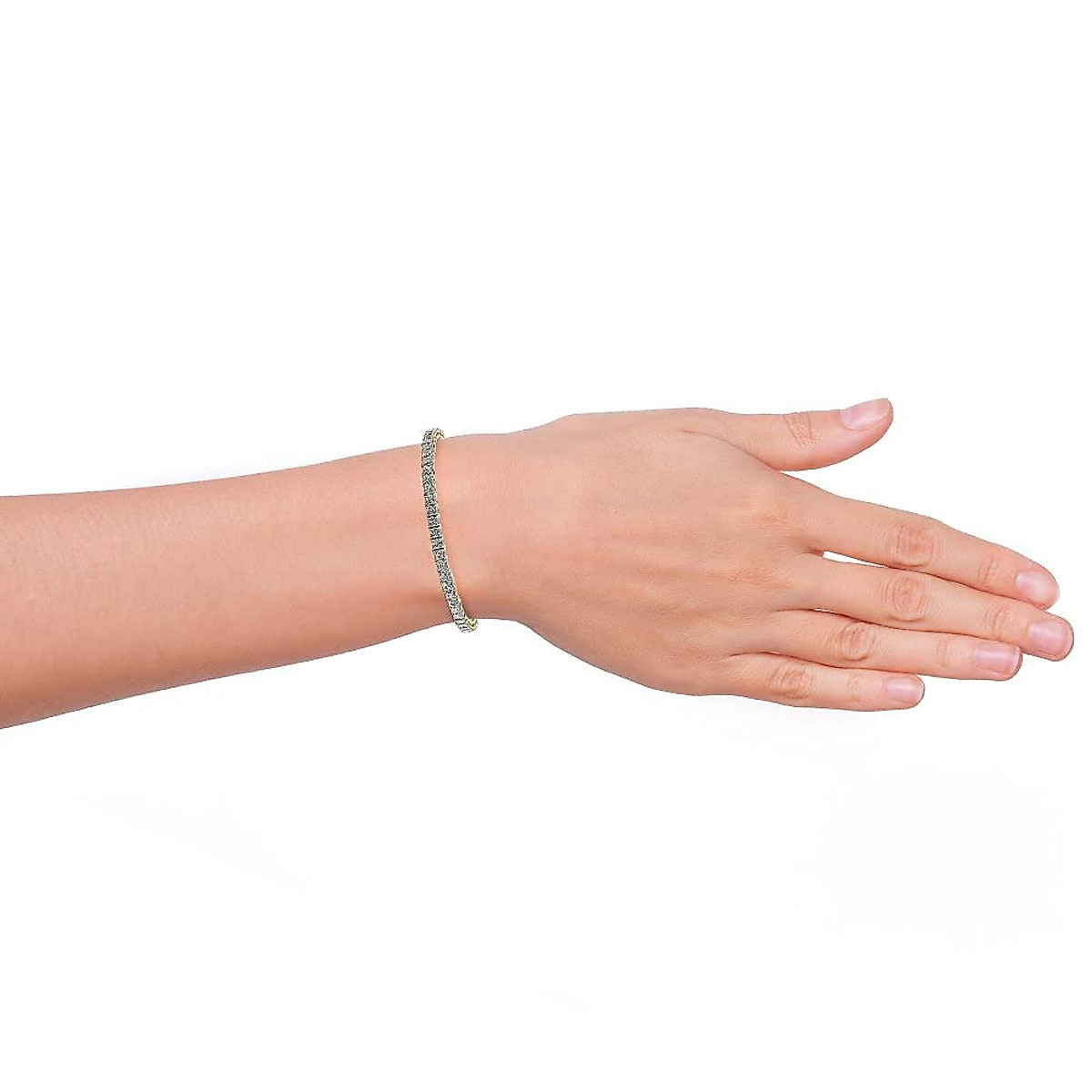 Cate & Chloe Leila 18k Tennis Bracelet, Women's 18k Yellow Gold Plated Tennis Bracelet w/Cubic Zirconia Square Crystals, 7.5" Sparkling Stone Bracelet for Women, CZ Wrist Bracelets