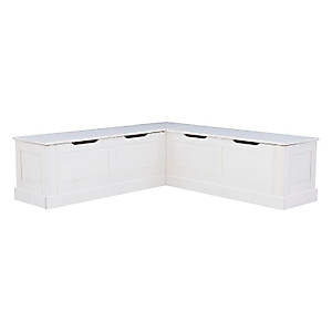 Linon White Backless Nook Harris Solid Pine Interior Storage
