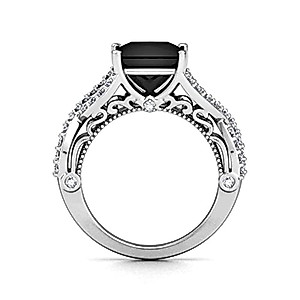 DESTINY JEWEL Black Princess Cut Diamond 2.25Ct Diamond Engagement Wedding Ring_6