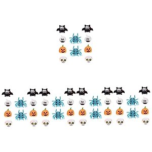 KOMBIUDA 50 pcs Spider Ghost Pumpkin Toys Light LED for Goodies Finger Flashing Favors The Toy Prizes Rings Lighted and Dark Up Color Bag Glow in Gifts Glowing Party Kids Goodie Halloween