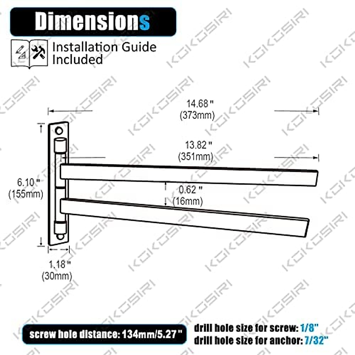 KOKOSIRI Towel Shelf Holder 24'' Bathroom Towel Rack Hand Towel Bar Swing Out Swivel Towel Holder Brushed Gold B6003BG+B5007BG-A2