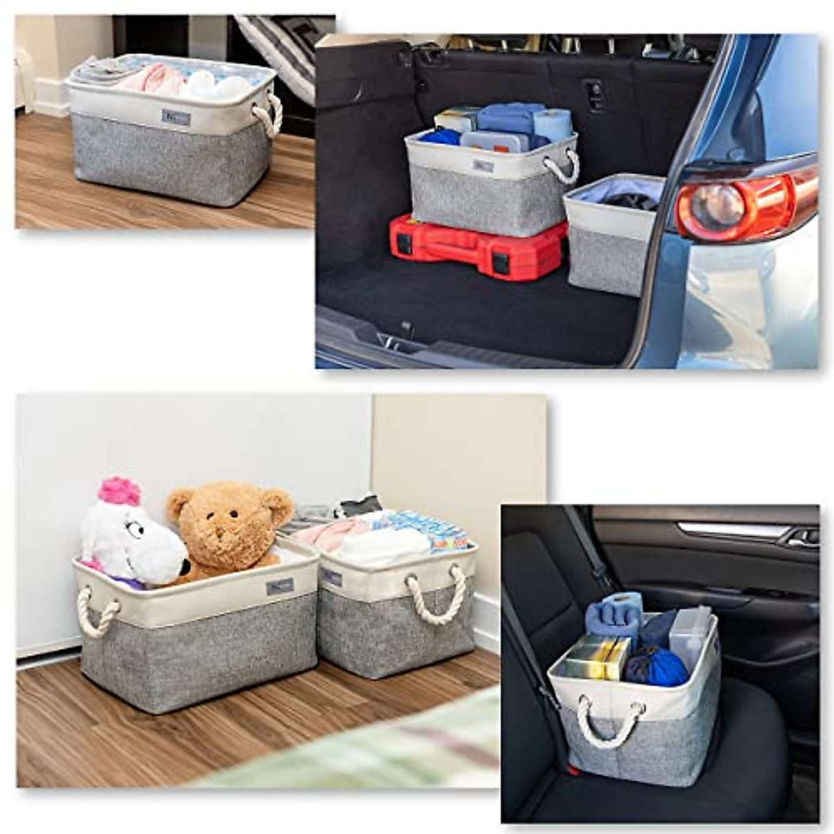 RNK LIVING - Storage Basket for Organizing Home & Office - Fabric Storage Basket - Storage Bin for Shelves - Multi-purpose - 16" L x 12" W x 9" H