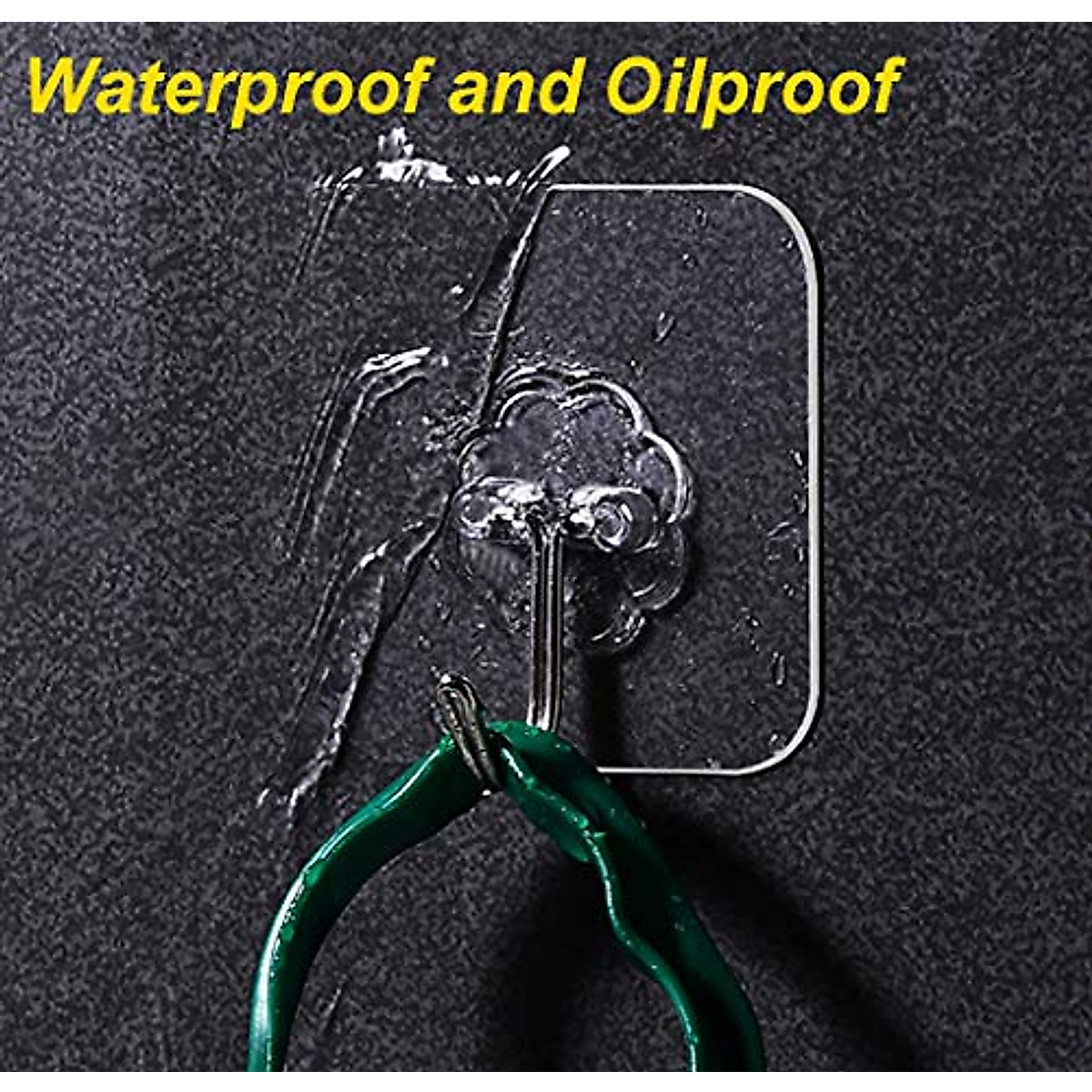 Adhesive Hooks - Transparent Reusable Utility Hooks Heavy Duty Wall Hooks 13lb(Max) Seamless Hooks Waterproof and Oil Proof for Kitchen Bathroom and Kitchen (50)