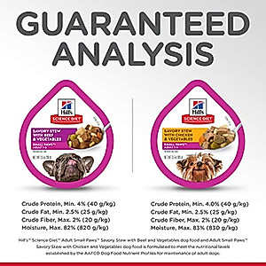 Hill's Science Diet Adult Small Paws Wet Dog Food Variety Pack, Chicken & Vegetables, Beef & Vegetables, 3.5 oz. Cans, 12-Pack