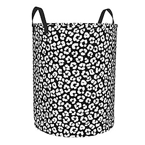 FeHuew Black Leopard Print Collapsible Laundry Basket with Handle Waterproof Fabric Hamper Laundry Storage Baskets Organizer Large Bins for Dirty Clothes,toys,Bathroom