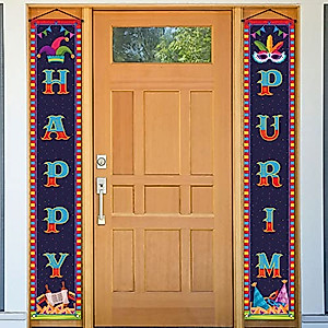Happy Purim Front Door Banner Jewish Pesach Indoor Outdoor Church Porch Wall Yard Mantle Fireplace Decoration