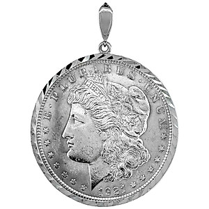Sterling Silver Dollar Bezel 38 mm Coins Prong Back Diamond Cut Mexican Olympic One Dollar Coin NOT Included