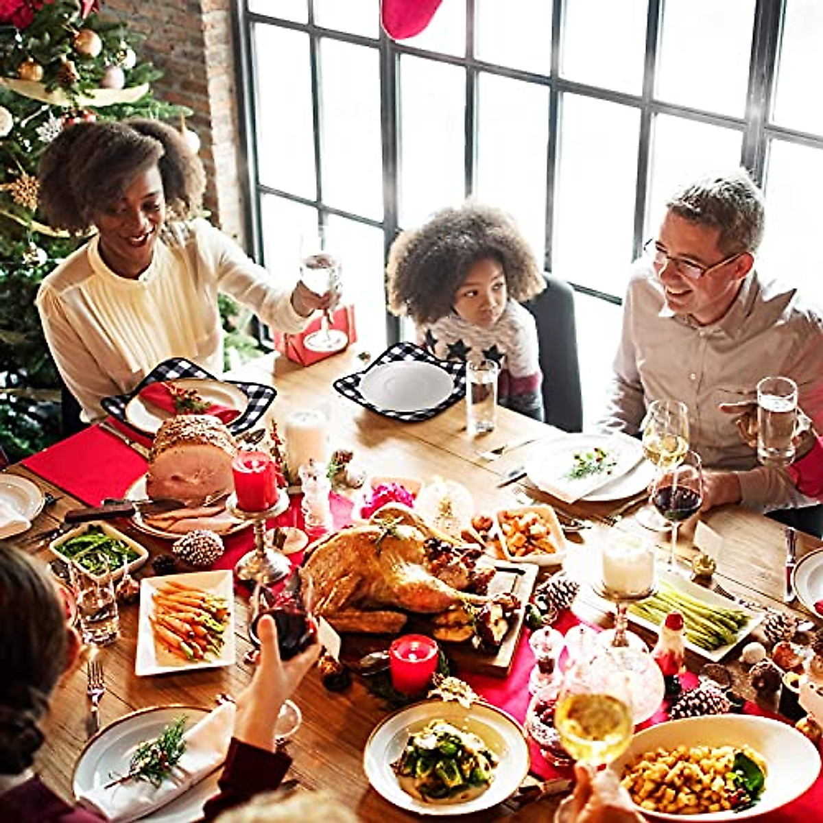 4 Pieces Buffalo Plaid Bowl holders Sponge and Microfiber Small Bowls Holder Bowl Potholders for Microwave Bowl Food Warmer for Home Kitchen and Hot Bowl Holder (Black, White)