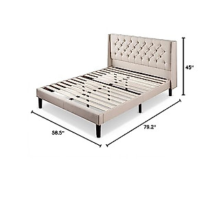 ZINUS Desmond Upholstered Platform Bed Frame with Wingback Headboard, Mattress Foundation, Wood Slat Support, No Box Spring Needed, Easy Assembly, Full