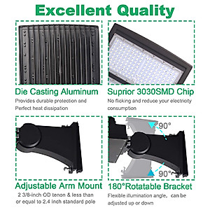 OSTEK 480V 150W LED Shoebox Street Lights LED Parking Lot Pole Lighting 21000LM Waterproof Outdoor Commercial Area Road Lighting 5000K DLC UL