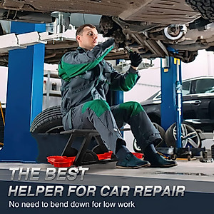 AgiiMan Rolling Mechanic Stool - 300 LBS Capacity Detailing Garage Stool with Wheels, Heavy Duty Mechanic Garage Chair Creeper Seat 2 Tool Storage Drawers Under Seat for Garage Repair