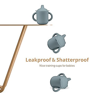 Mintlyfe Baby Trainer Cup, Pack of 2 Food Grade Silicone Training Cup with Anti-Drop Straw and Non-Slip Handes, BPA-Free, Unbreakable, Spill Proof Sippy Cup for Toddlers, 4 oz (Sage/Ether)