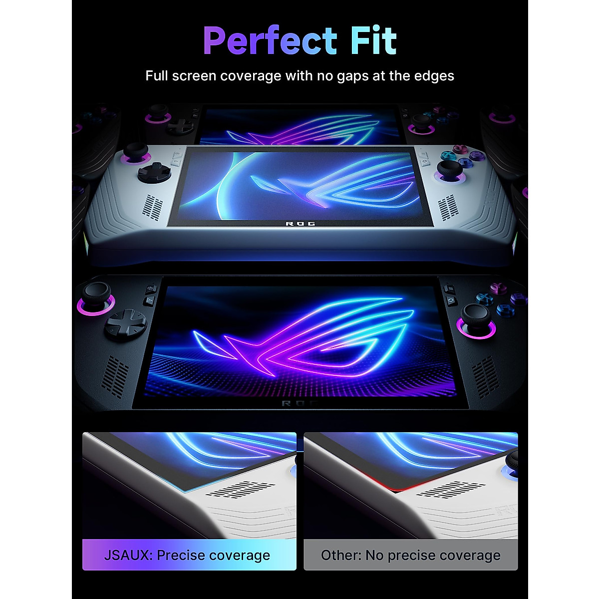 JSAUX ROG Ally Screen Protector 2-Pack, Anti Glare 9H Hardness Tempered Glass Screen Protector with Guiding Frame, 7 inch Anti-Scratch Screen Protector for ASUS ROG Ally/ASUS ROG Ally X 2024