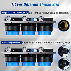 HQUA WF3-01 3-Stage Whole House Water Filtration System, Reduces Heavy Metals (Lead, Mercury, Copper, Nickel, Chromium), Chloramine, Sediment, Odor, and VOC’s (Sediment Heavy Metal Carbon 3 Stage)