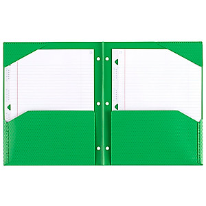 Five Star DuraShield Antimicrobial 2 Pocket Stay-Put Plastic Folders, 4 Pack, Holds 11" x 8-1/2", Black, Red, Electric Green, Cobalt Blue (330010)