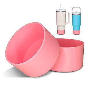 Stanley Silicone Boot 40 oz Silicone Boot Pink Bottom Quencher Handle Accessories for Tumbler IceFlow 30 oz, Protective Sleeve Cover 2Pcs