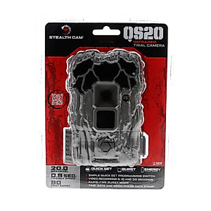 Stealth Cam QS20 20MP Photo & 720P Video at 30FPS 0.8 Sec Trigger Speed 80Ft Detection & IR Range Compact Hunting Trail Camera, 32GB SD Card Supported