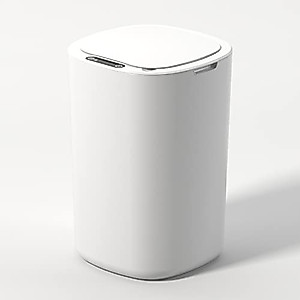 Bathroom Trash Can with Lid, Sapouni 3.2 Gallon Automatic Touchless Infrared Motion Sensor Trash Can Smart Kitchen Trash Can Round Bedroom Garbage Can for Home, Office (3.2 Gal, White)