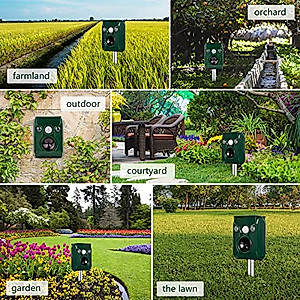 MERMOI Ultrasonic Animal Repeller Outdoor Solar Animal Repeller with Flashing LED Lights,Siren Expelled Cats,Dogs,Deer, Raccoons, Birds, Skunks, Squirrels, Rabbits etc.