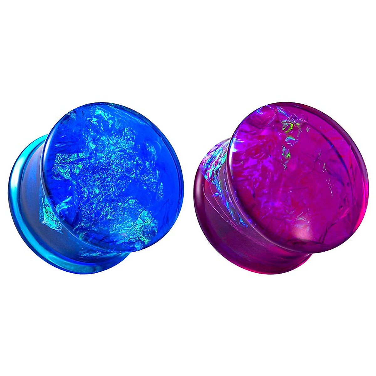 COOEAR 2 Pairs Set Gauges for Ears Flesh Tunnels Kits Plugs Earrings Acrylic Color Foil Ear Expander Stretchers Piercing.