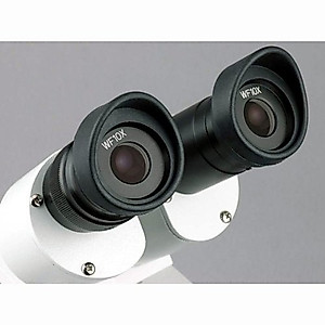 AmScope SE305R-PZ Forward Binocular Stereo Microscope, WF10x and WF20x Eyepieces, 10X-60X Magnification, 1X and 3X Objectives, Upper and Lower Halogen Light Source, Pillar Stand, 120V , White