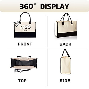 QLSKO 30th Birthday Gift Canvas Tote Bag for Women,N°30 EST.1994 Keepsake Beach Bag 30 Party Birthday Idea Present supplies for Her